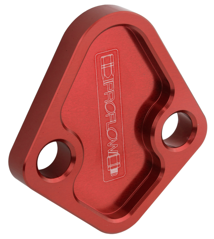 Proflow Fuel Pump Block-Off Plate, Aluminium, Red Anodised, BB Chev ...